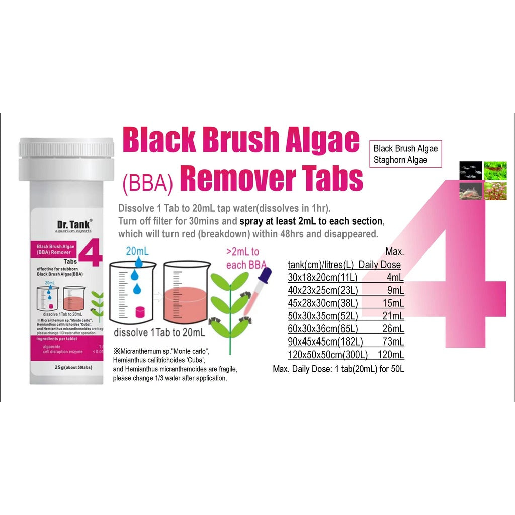 Dr Tank Black Brush Algae (BBA) Remover Tabs (50 Tabs) – Aardenasia